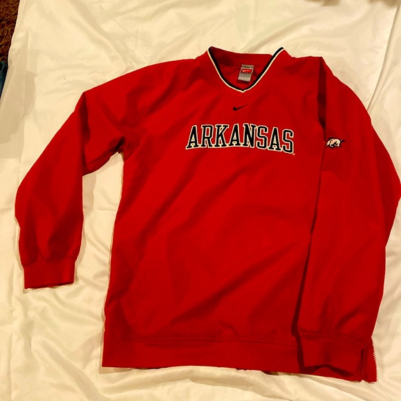 Nike | Shirts & Tops | Razorback V Neck Overshirt Type Windbreaker ...